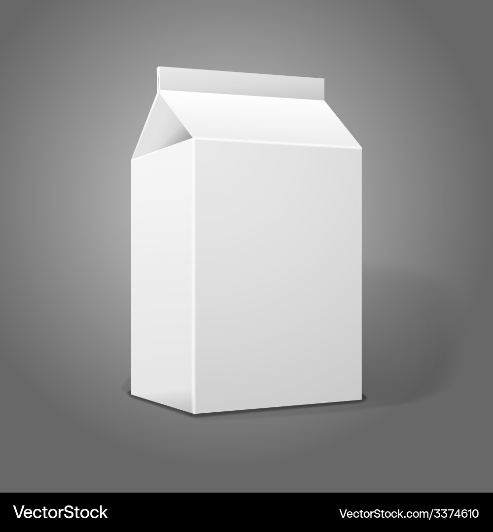 Realistic small white blank paper package for milk