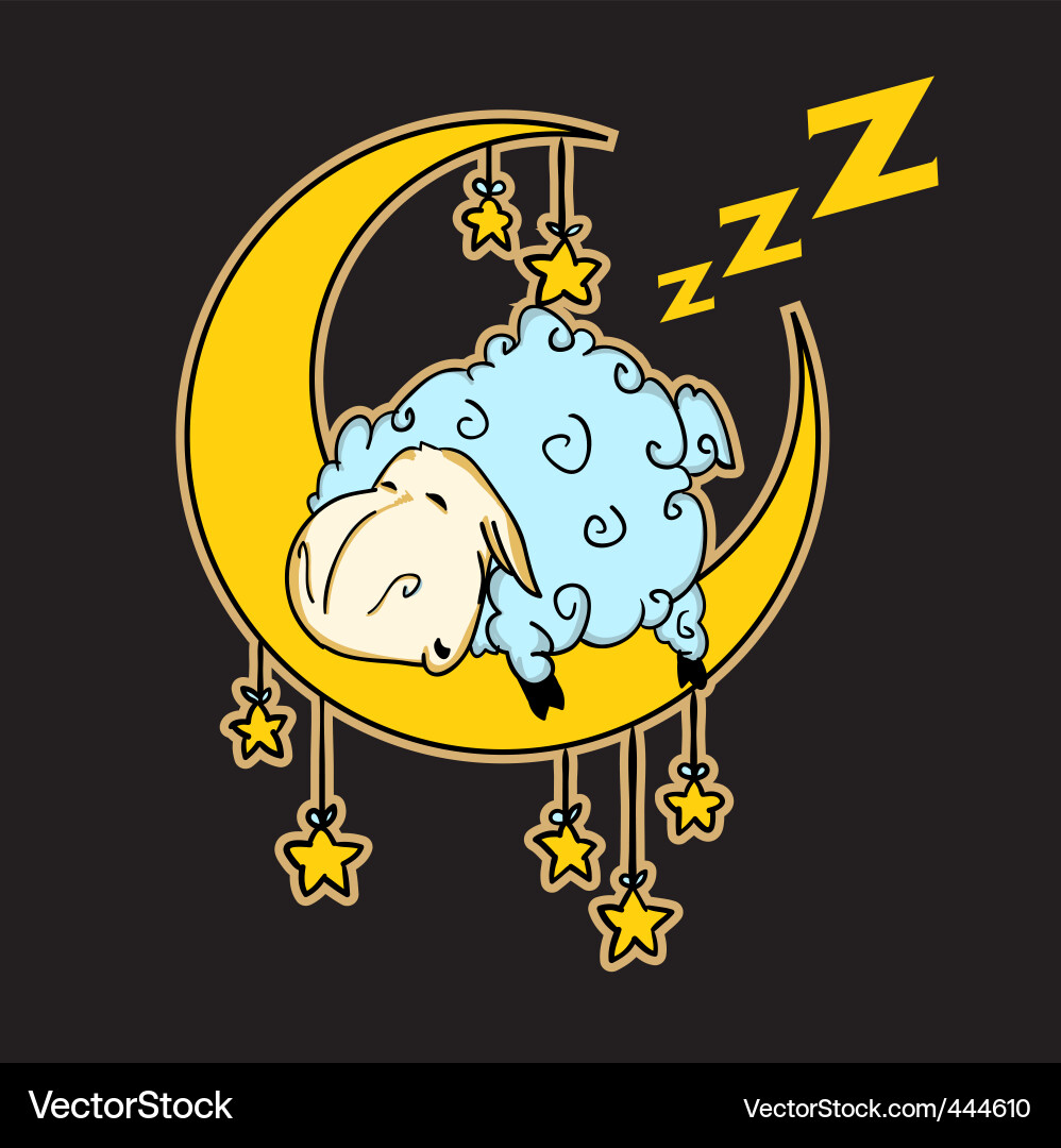 Sheep sleeping on moon Royalty Free Vector Image