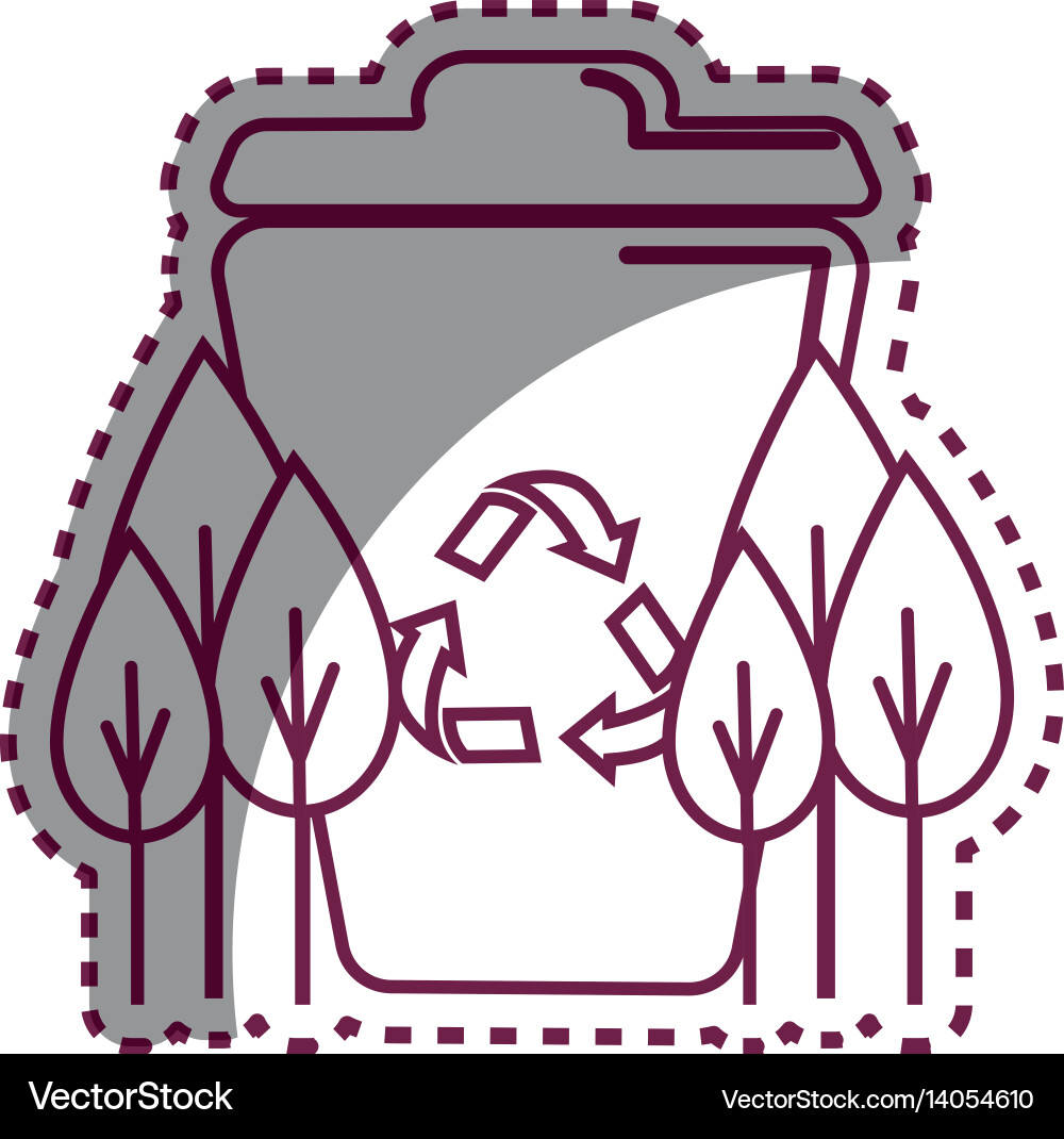 Sticker recycle can with plants icon Royalty Free Vector