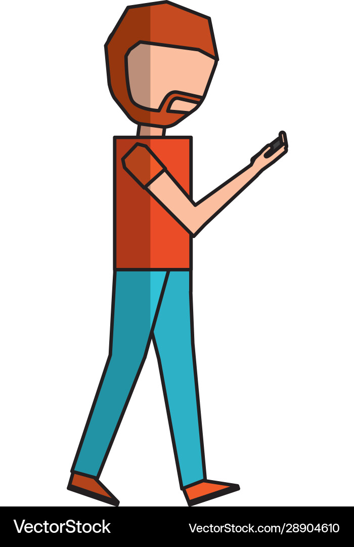 Young man with smartphone avatar character Vector Image
