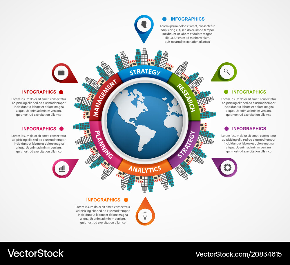 Abstract infographic in the earth centre Vector Image