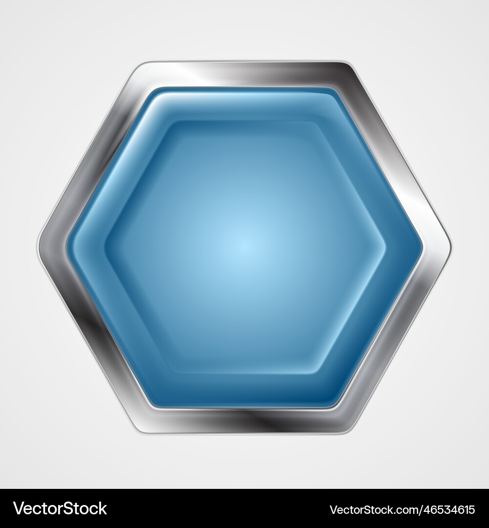 Blue and metallic hexagon shape logo Royalty Free Vector