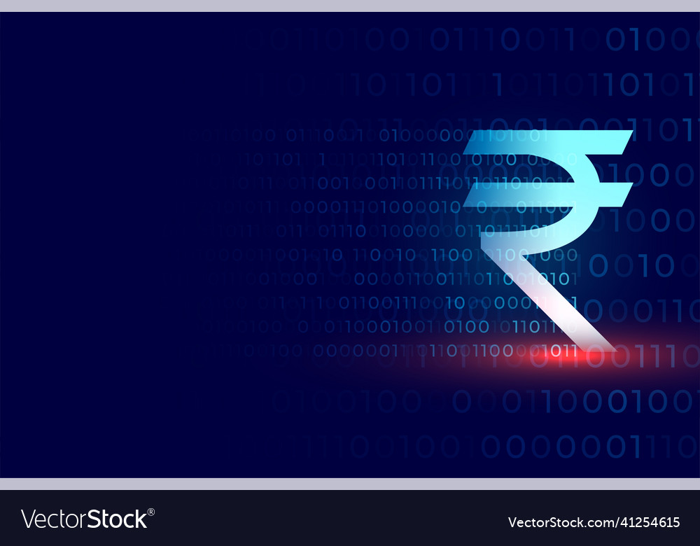 Digital rupee background with binary number codes Vector Image