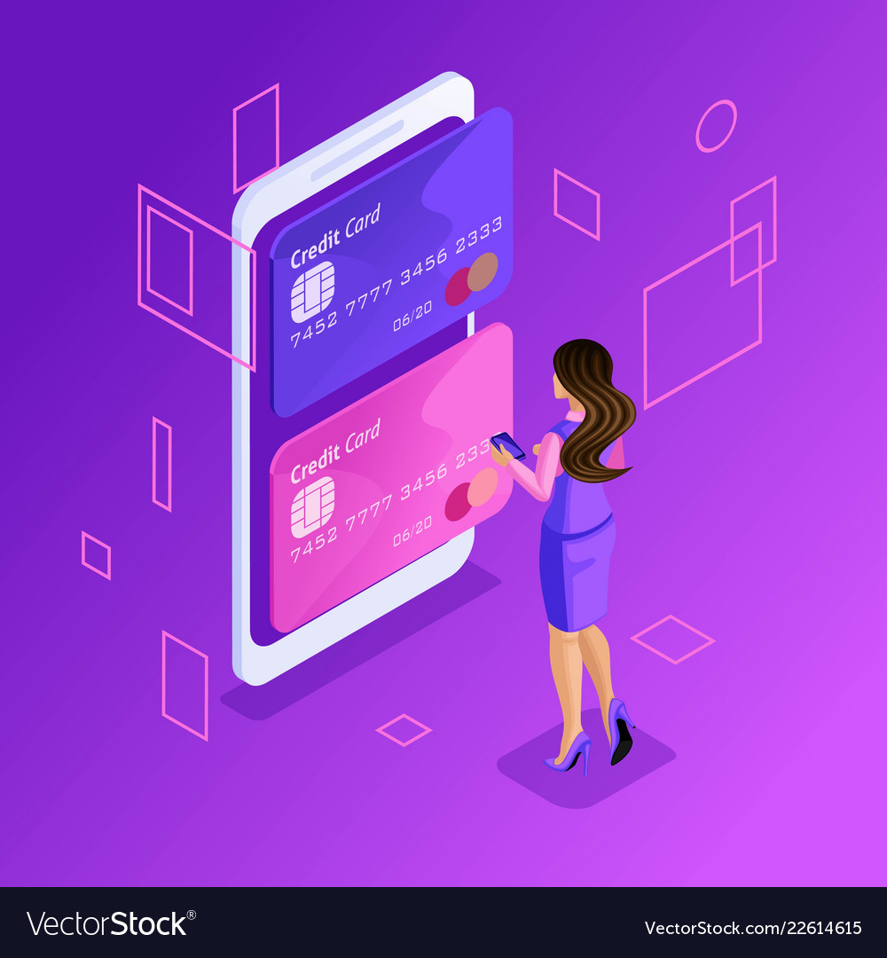 Isometric online bank account transferring money Vector Image