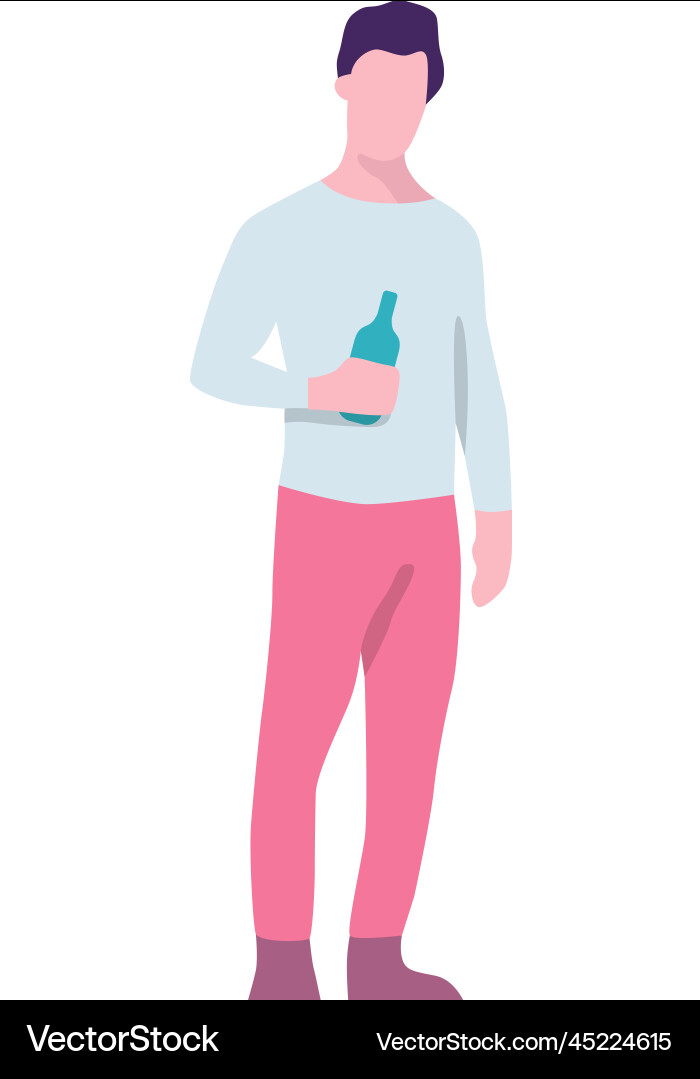 Man holding bottle with drink icon Royalty Free Vector Image