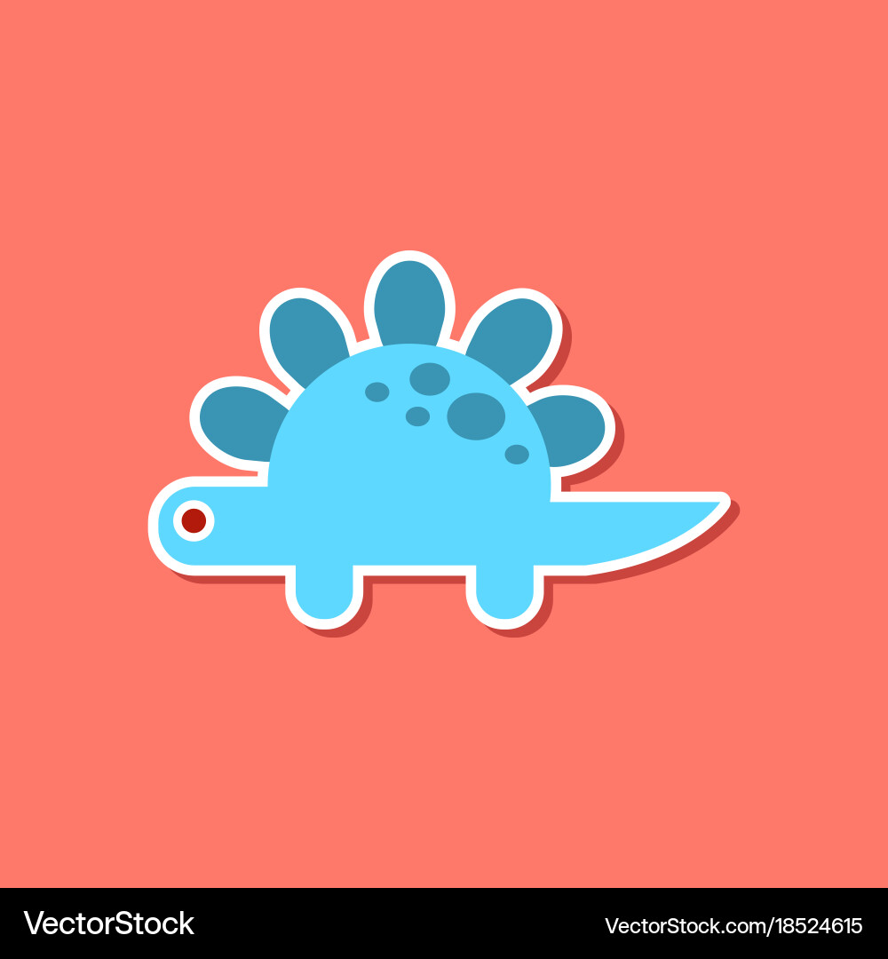 Paper sticker on stylish background dinosaur Vector Image