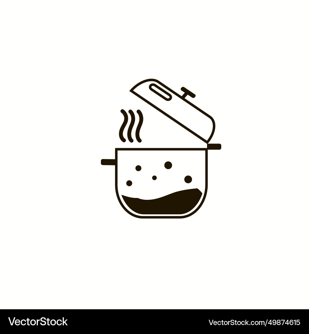 Pot with open lid steam cooking Royalty Free Vector Image