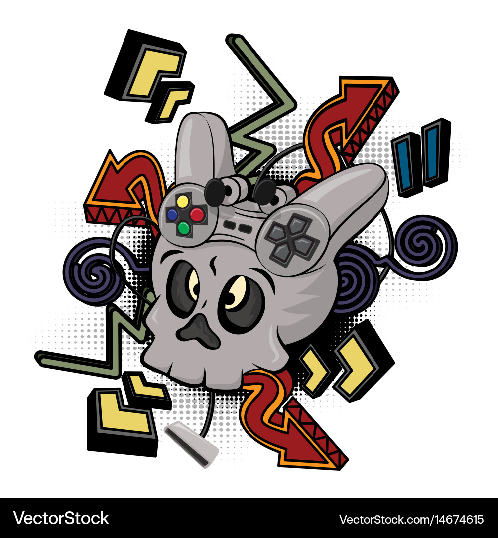 Skull playing video games Royalty Free Vector Image