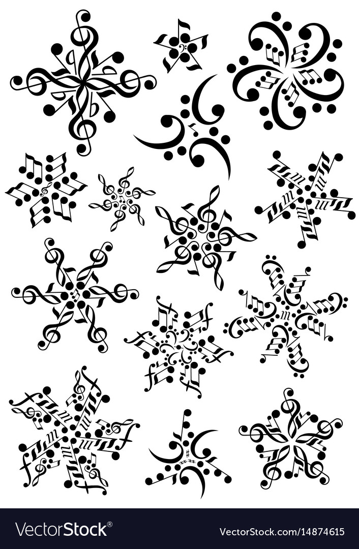 Snowflake notes music christmas Royalty Free Vector Image