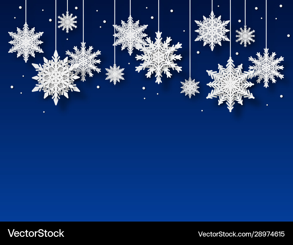 Snowflakes background papercut white snowflake Vector Image