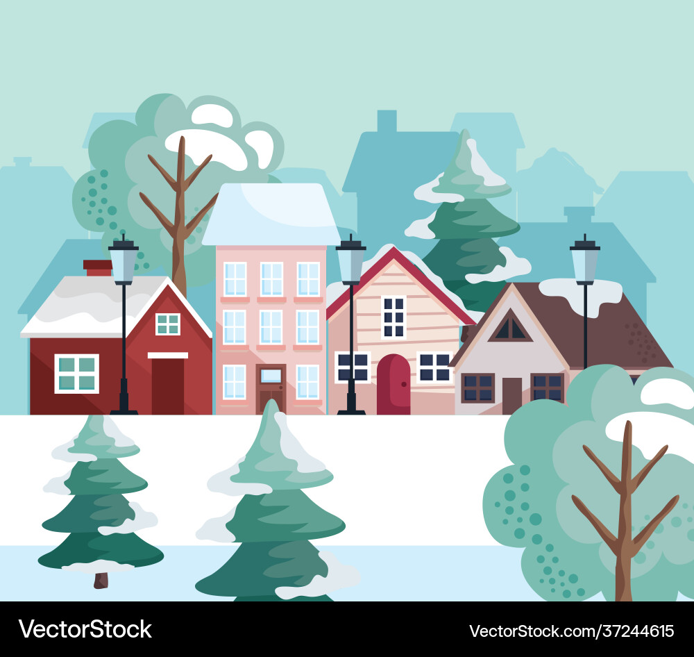 Winter season landscape Royalty Free Vector Image