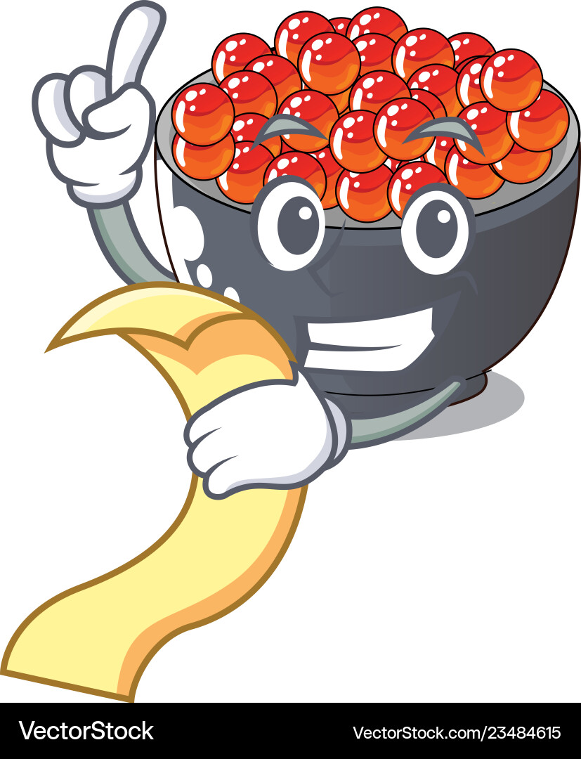 With menu salmon roe character ready to eat Vector Image
