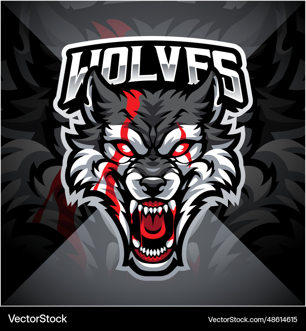 Wolves esport mascot logo design pro Royalty Free Vector
