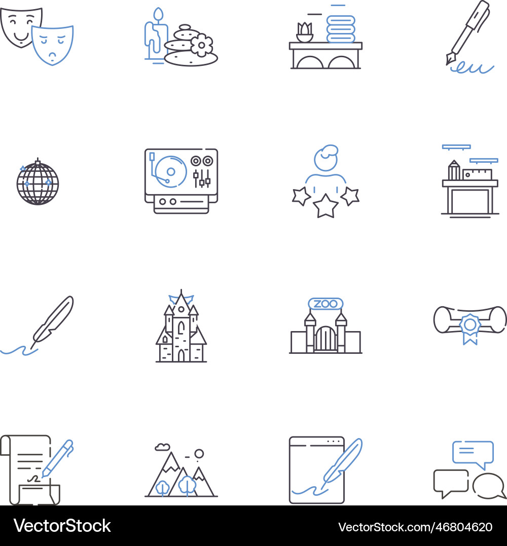 Applied arts line icons collection sculpture Vector Image