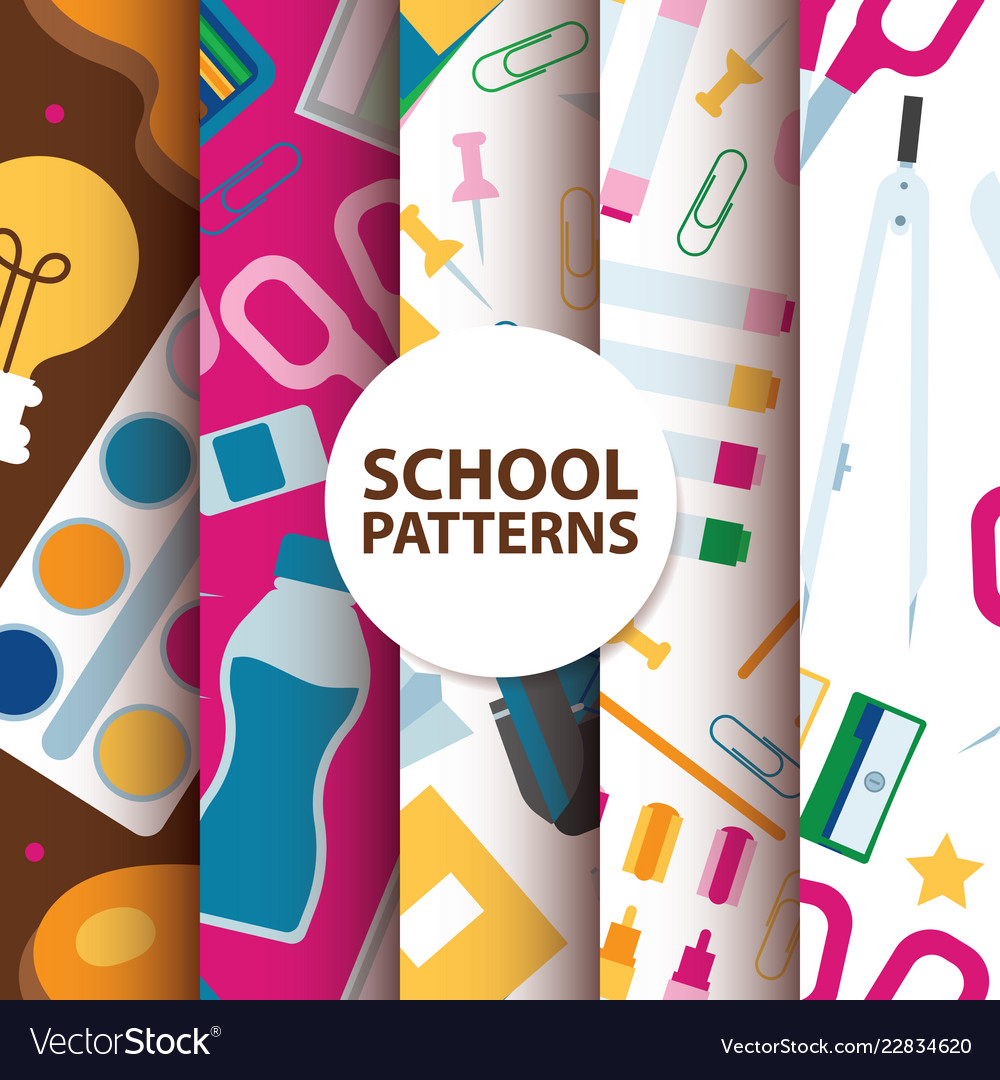 Back to school supplies seamless pattern Vector Image