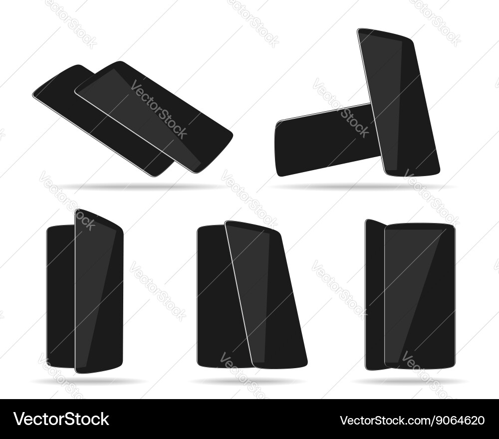 Black smartphones face with back different Vector Image