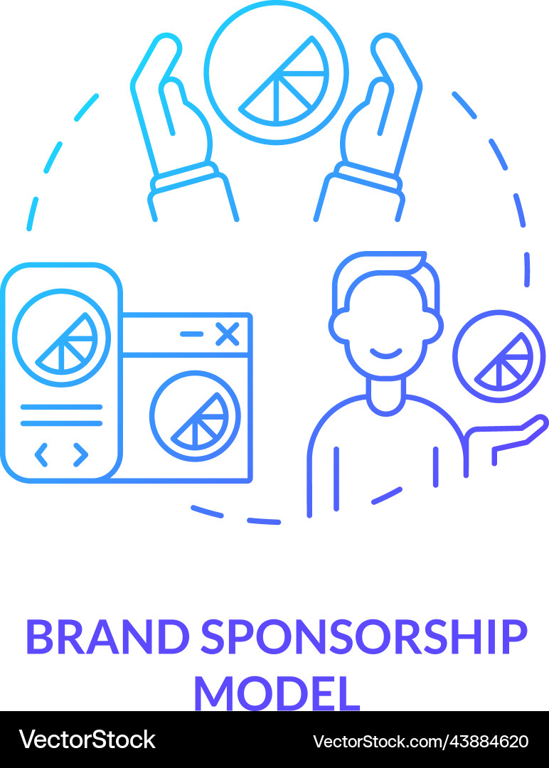Brand sponsorship model blue gradient concept icon