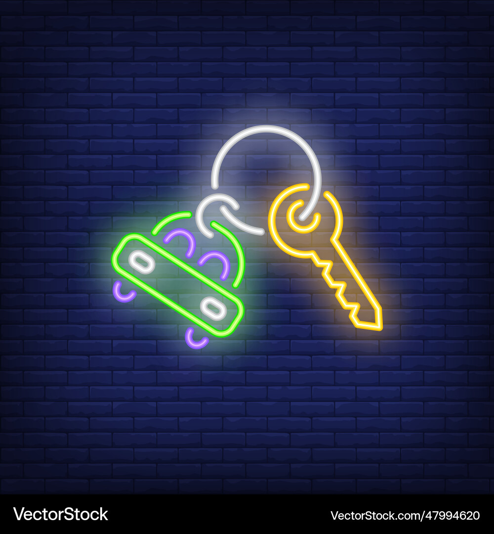 Car keys neon sign Royalty Free Vector Image - VectorStock