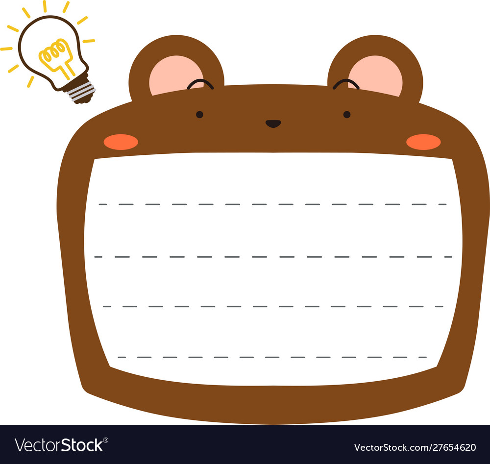 Cute brown bear noteboard Royalty Free Vector Image