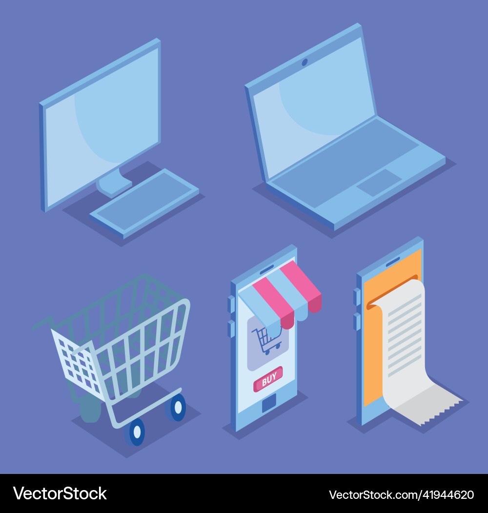 Five isometric sale icons Royalty Free Vector Image