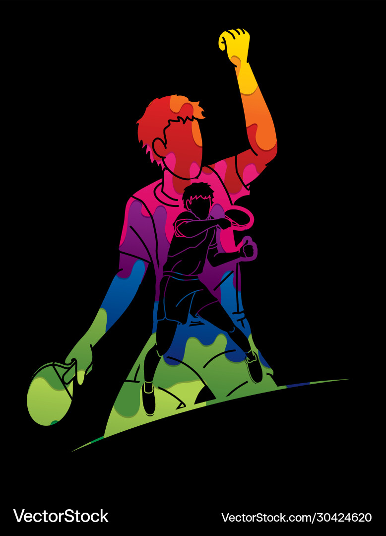 Group ping pong players table tennis Royalty Free Vector