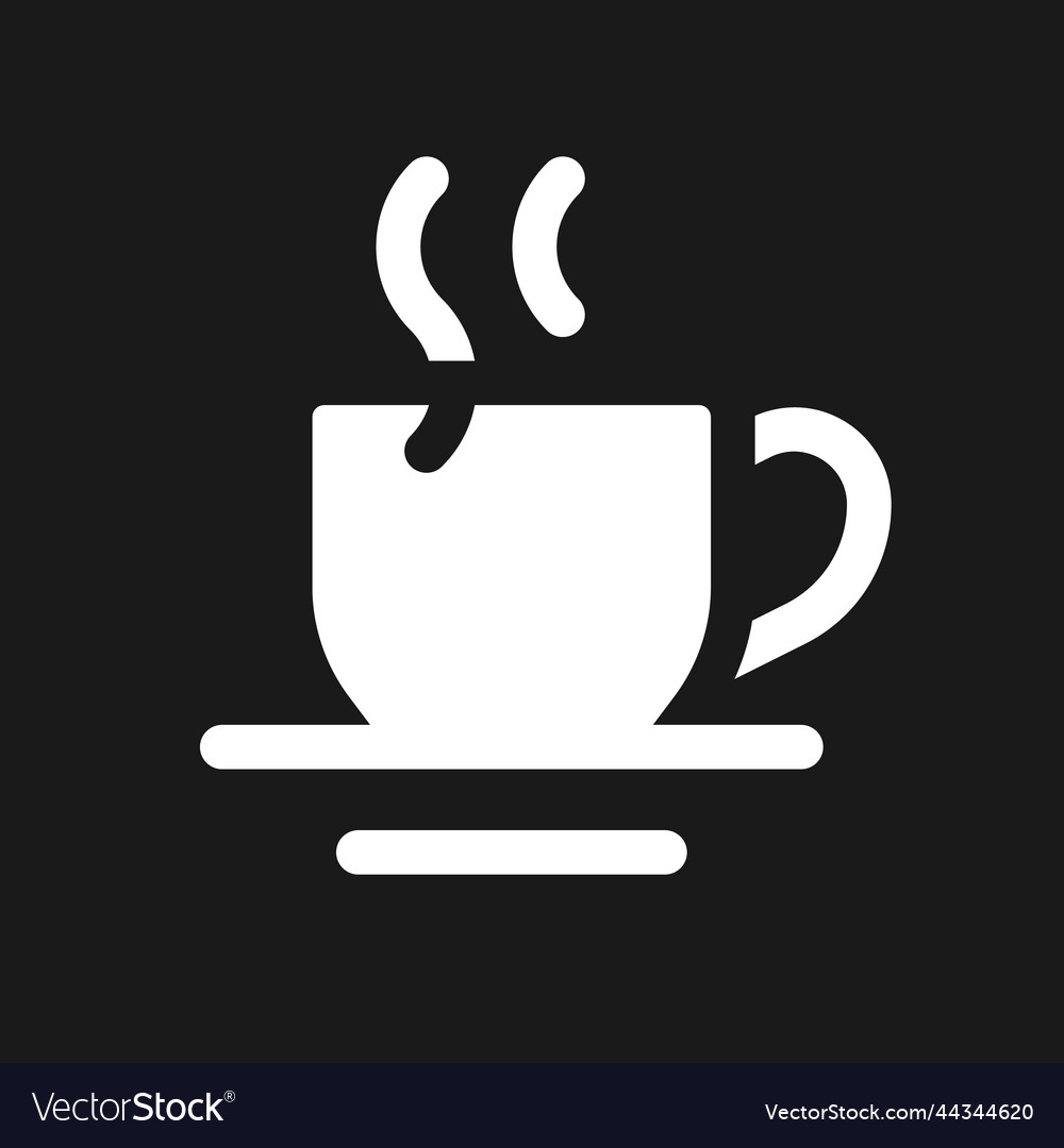 Hot beverage dark mode glyph ui icon Royalty Free Vector