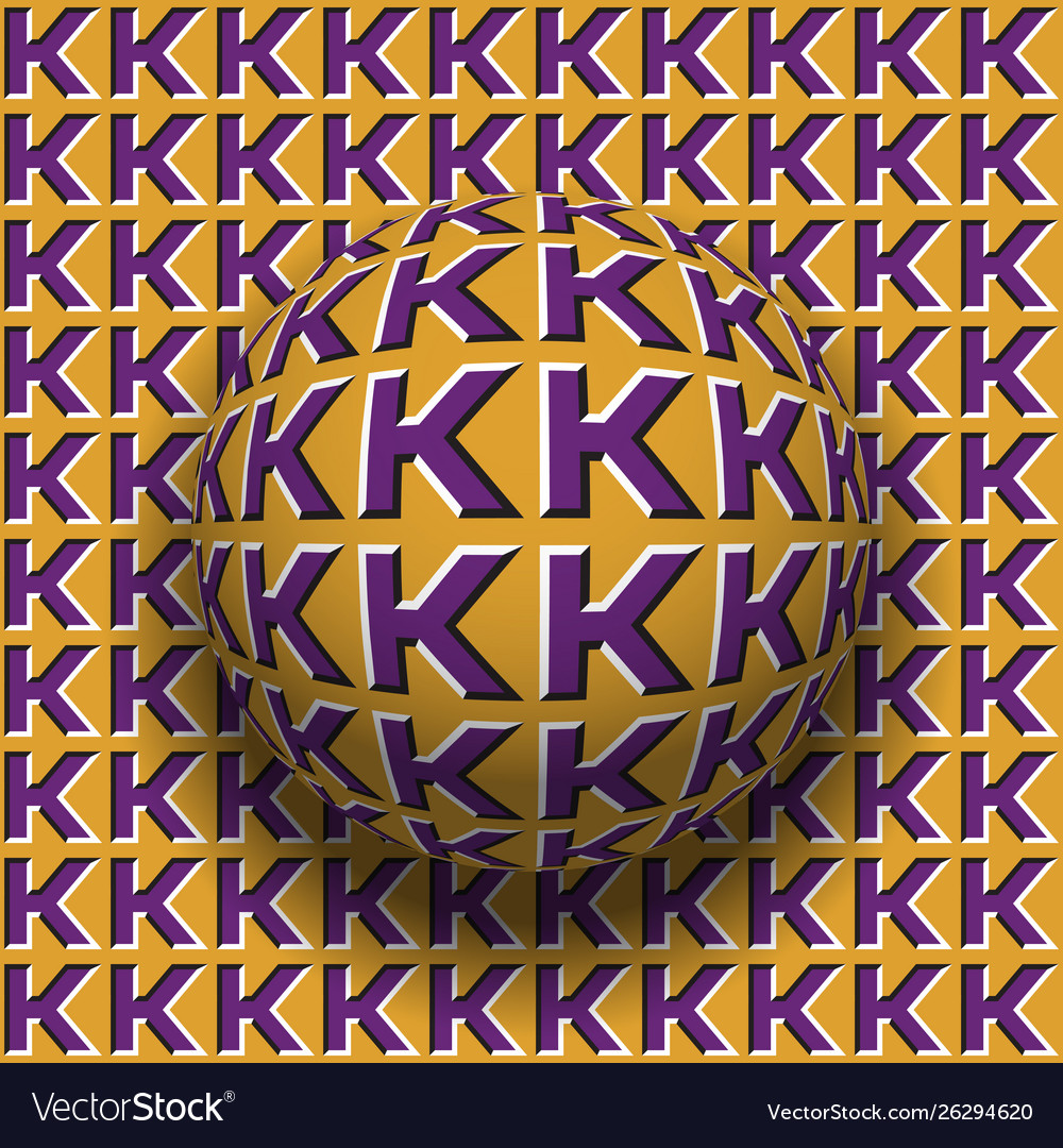 Letters k patterned sphere rolling along same Vector Image