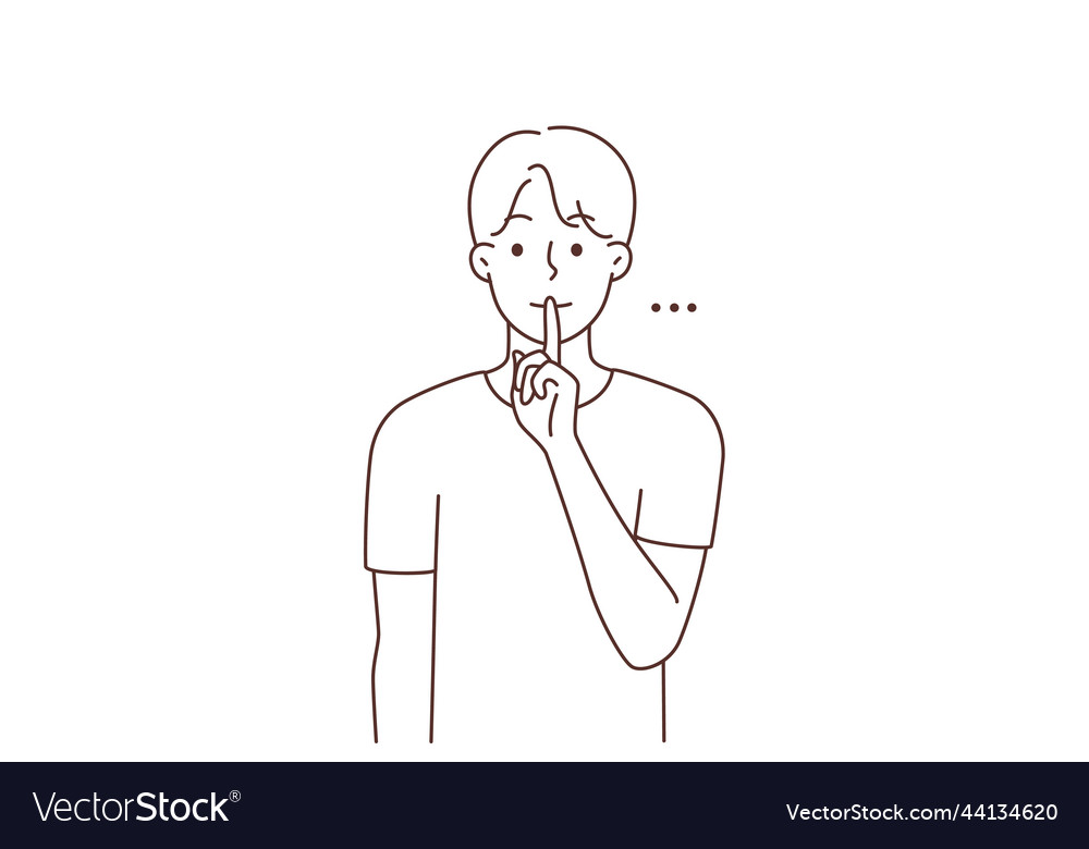 Man holding finger at lips ask for silence Vector Image