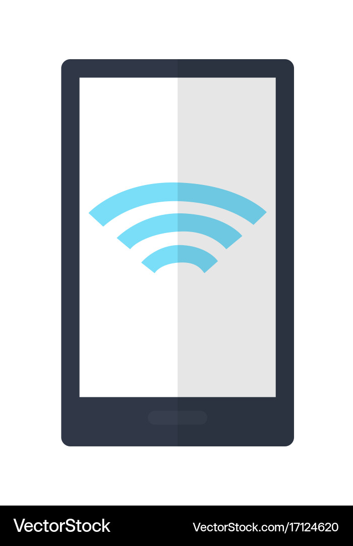 Mobile phone with wireless sign icon isolated Vector Image
