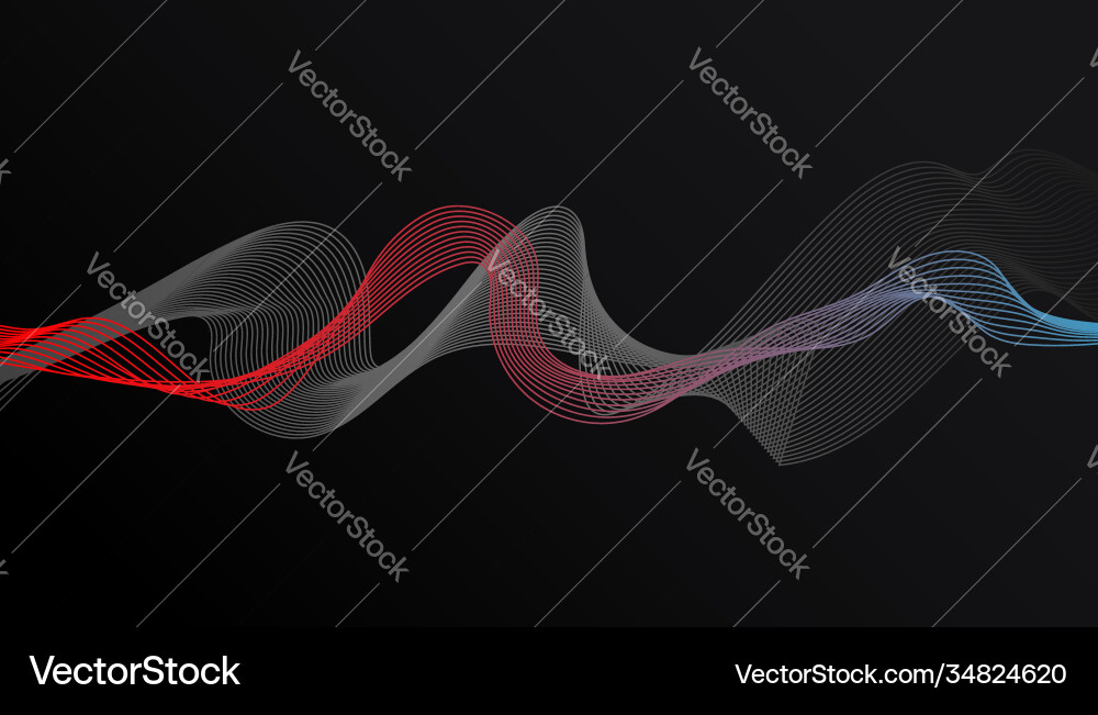 Modern colorful line wave design on dark Vector Image