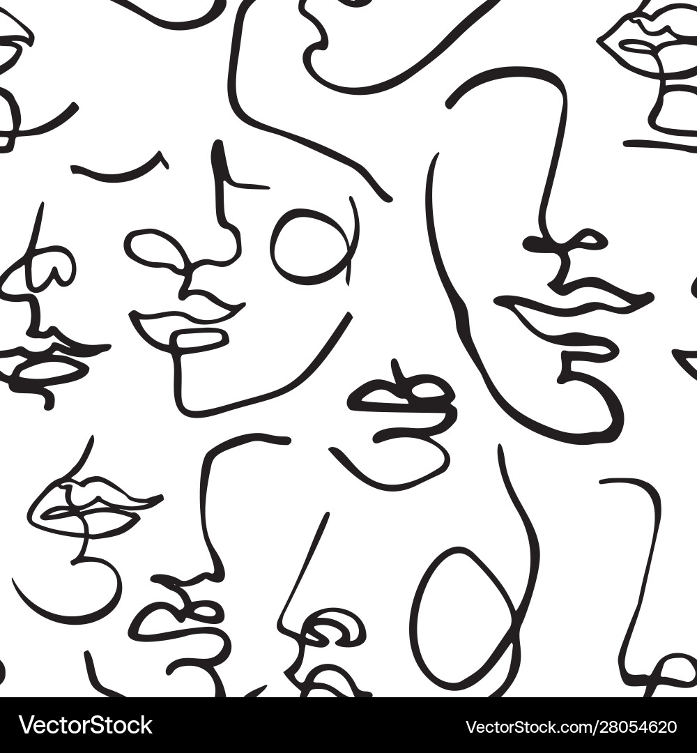 Modern continuous line art in cubism minimal style