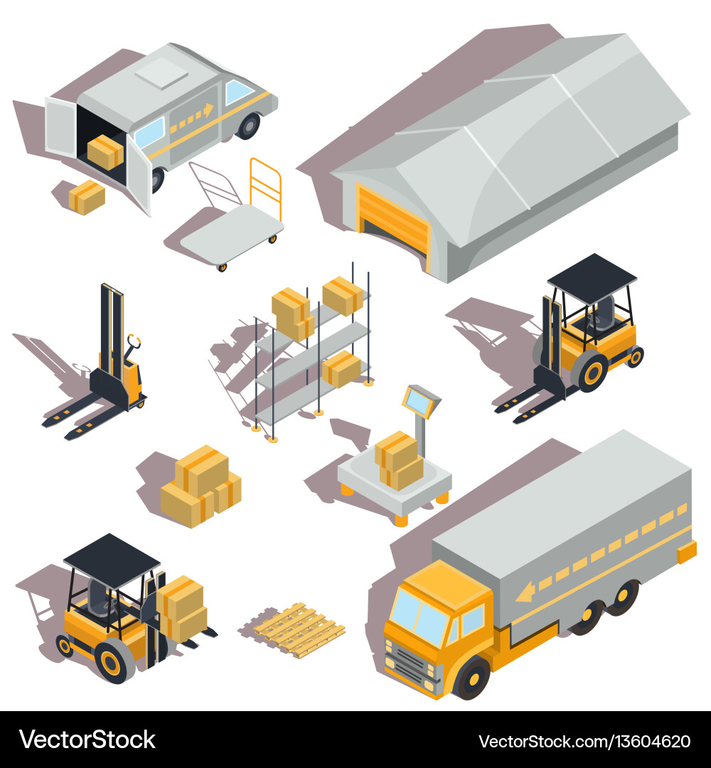 Set logistic and delivery isometric Royalty Free Vector