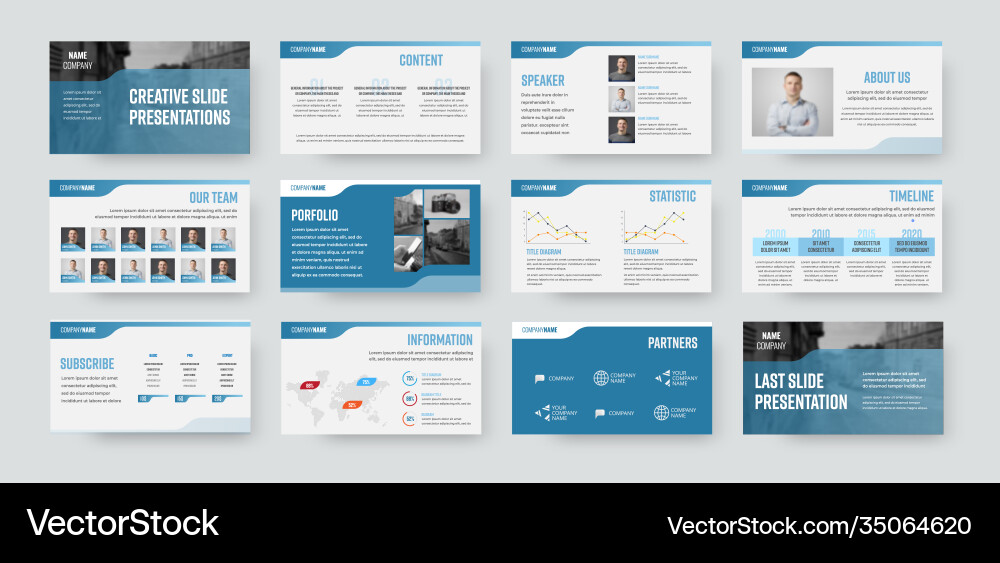 Slide presentation template for use in annual Vector Image