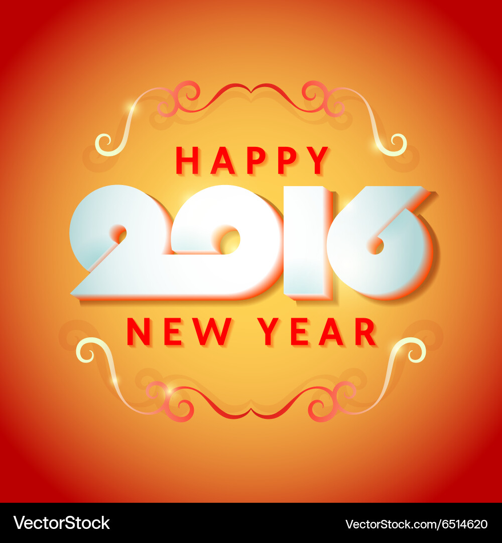 Text design of happy new year 2016 Royalty Free Vector Image