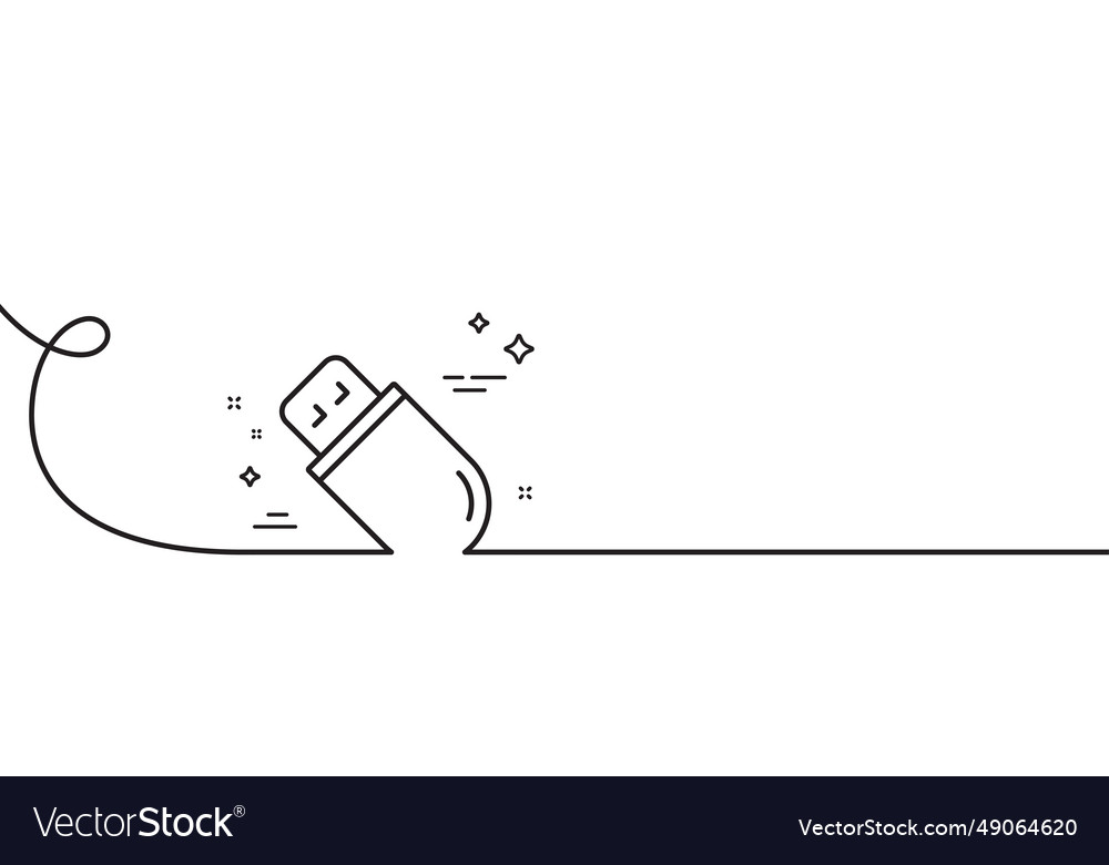 Usb Stick Line Icon Computer Memory Component Vector Image