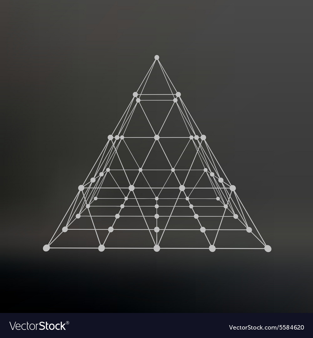 Wireframe mesh polygonal pyramid Royalty Free Vector Image