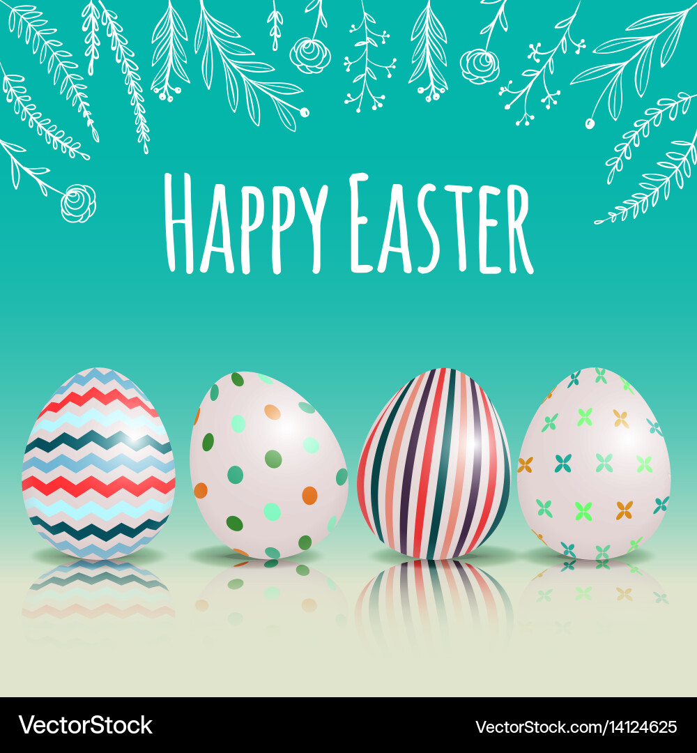 Beautiful easter card with colored easter eggs Vector Image