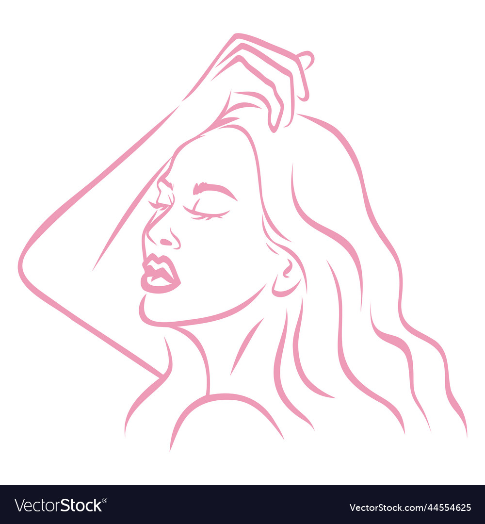 Beautiful Girl Sexy Woman Logo Design Simple Line Vector Image