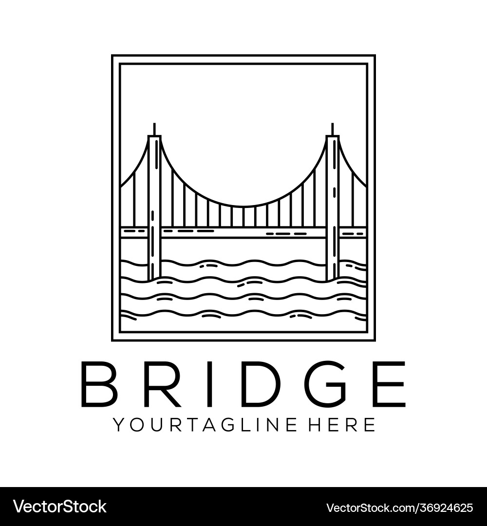 Bridge logo minimal line art design Royalty Free Vector