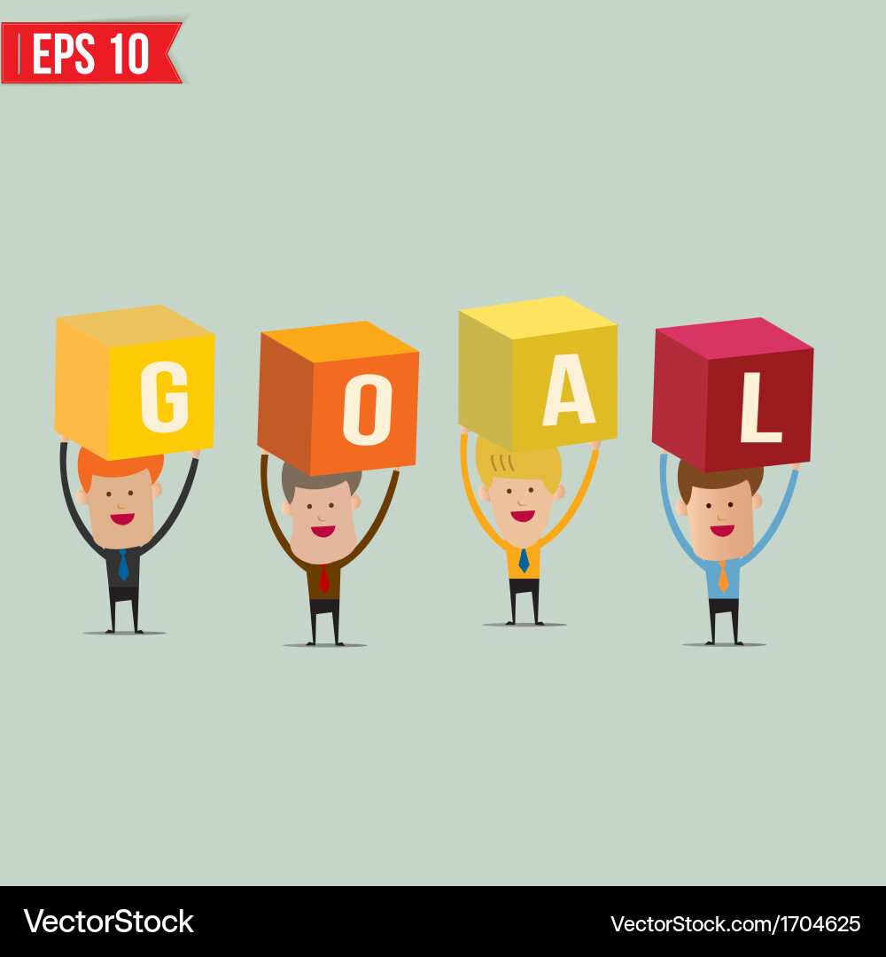 Business man showing goal box - eps10 Royalty Free Vector