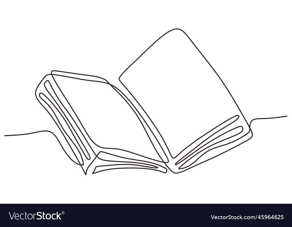 Continuous one line drawing open book with flying Vector Image