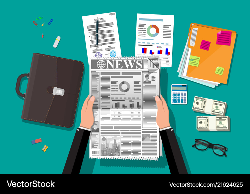 Daily newspaper in hands Royalty Free Vector Image