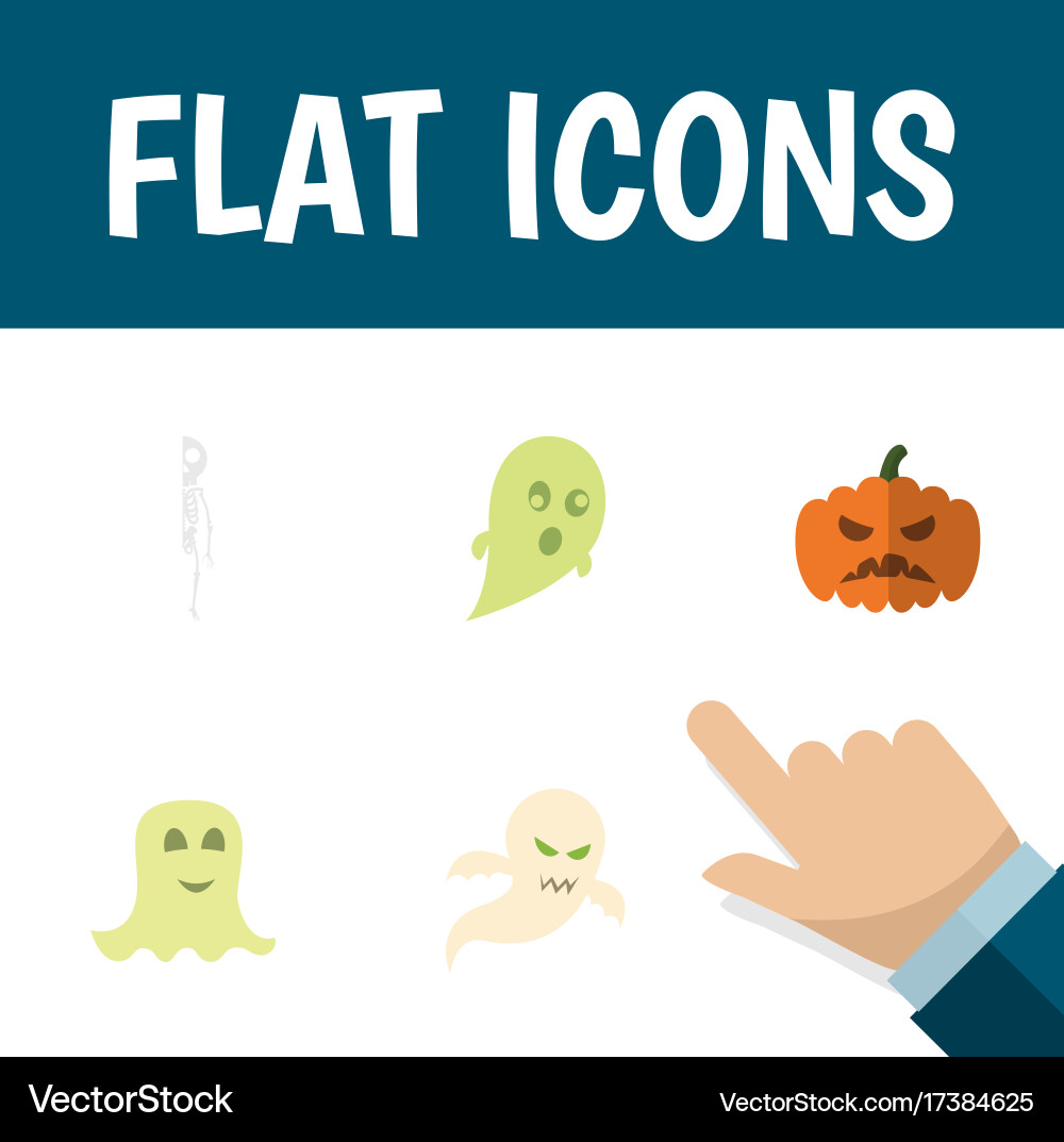 Flat icon halloween of skeleton phantom Royalty Free Vector