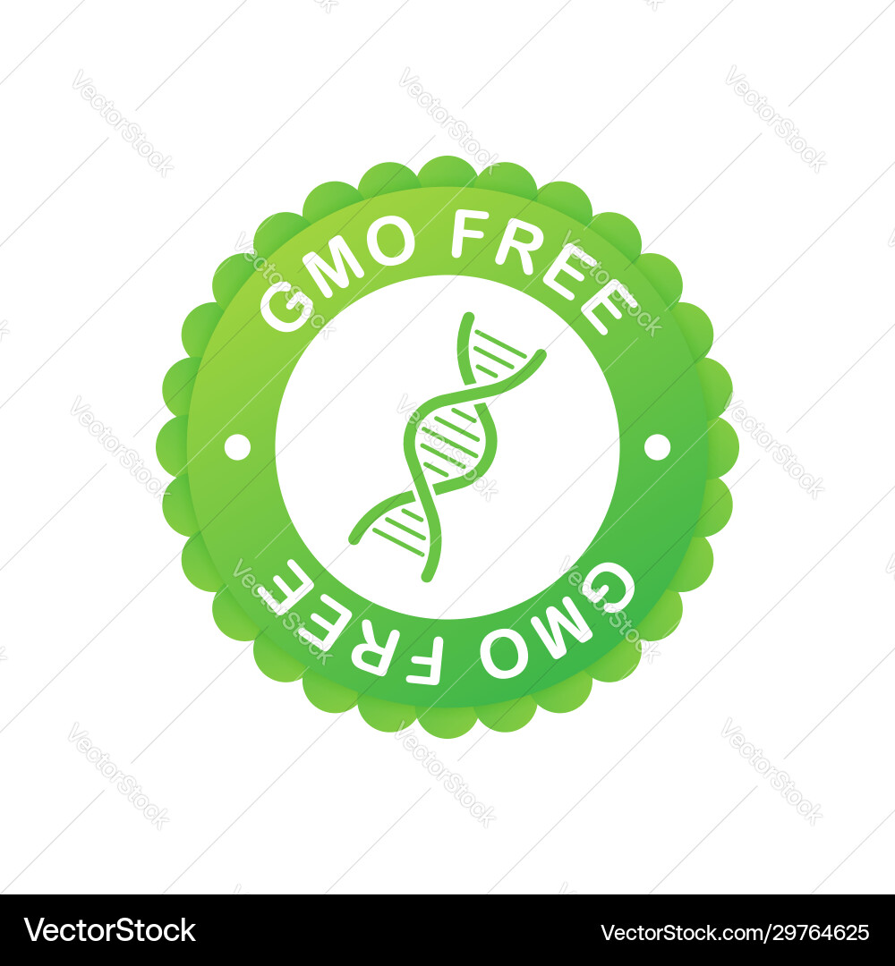 Green colored gmo free emblems badge logo icon Vector Image