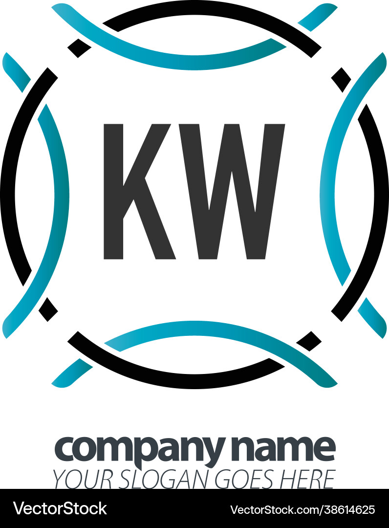 Initial letter kw circle sport logo design Vector Image