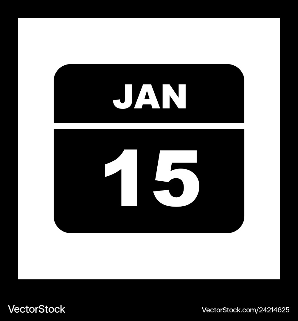 January 15th date on a single day calendar Vector Image