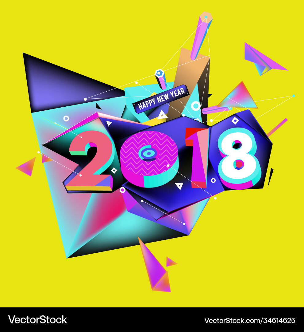 New year 2018 colorful design Royalty Free Vector Image