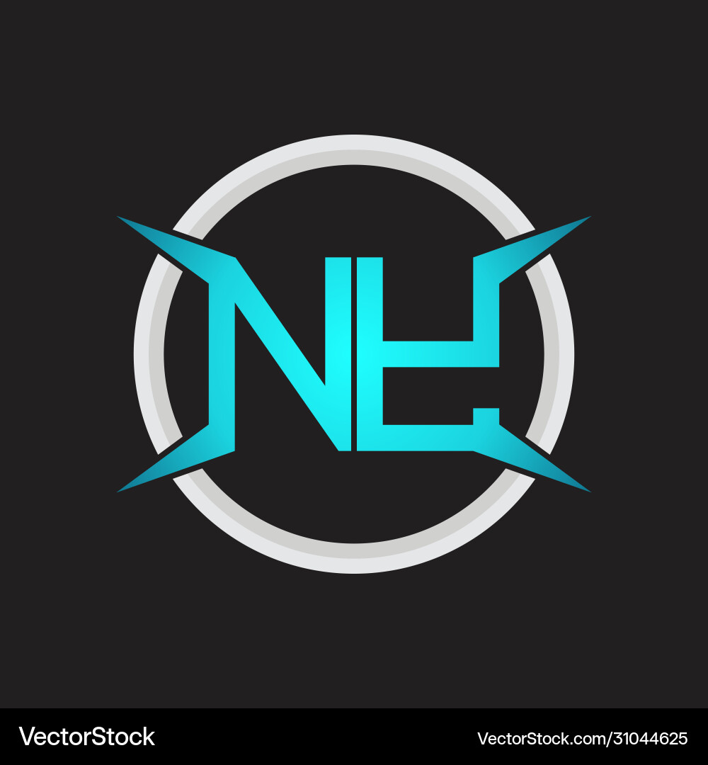Ny logo monogram with circle and four taper shape Vector Image