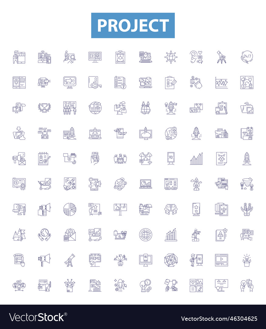 Project line icons signs set development Vector Image