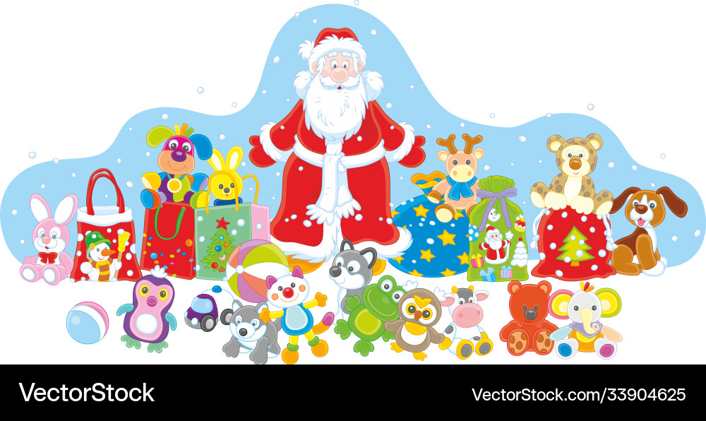 Santa claus with magic gifts Royalty Free Vector Image